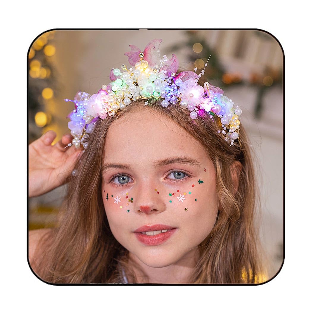 Amazon.com : Yean Light up Butterfly Fairy Headband Pearl Princess ...
