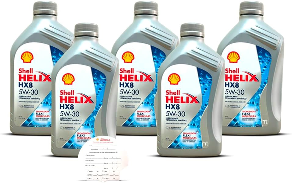Kit 5 Litros Oleo Shell Helix Hx8 5W-30 API SP Sintetico : Amazon.com ...