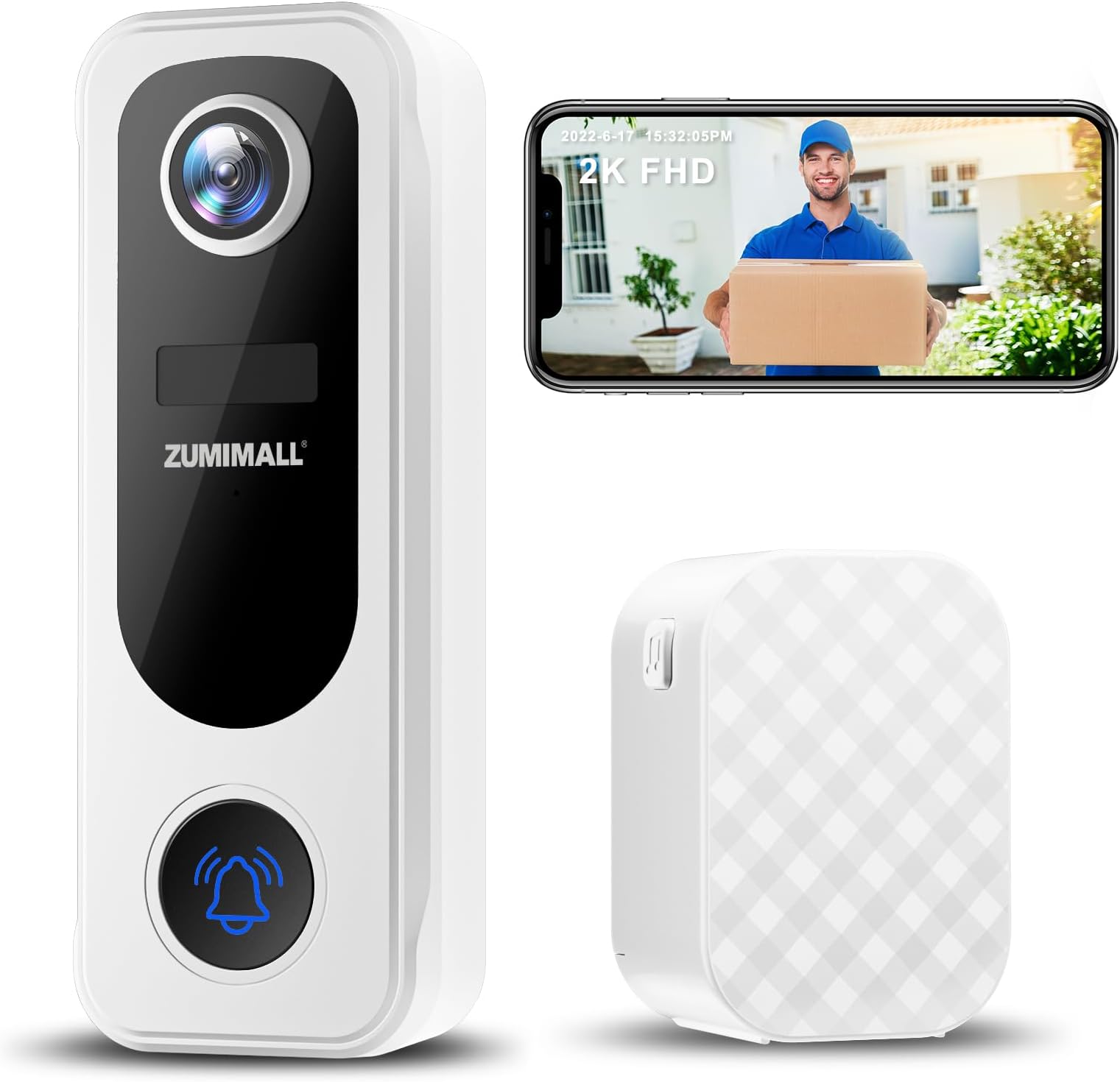 Amazon.com: ZUMIMALL Doorbell Camera Wireless, Video Doorbell Wireless ...