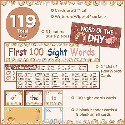Cholemy 119 Pcs Boho Sight Words Pocket Chart Cards Nepal | Ubuy