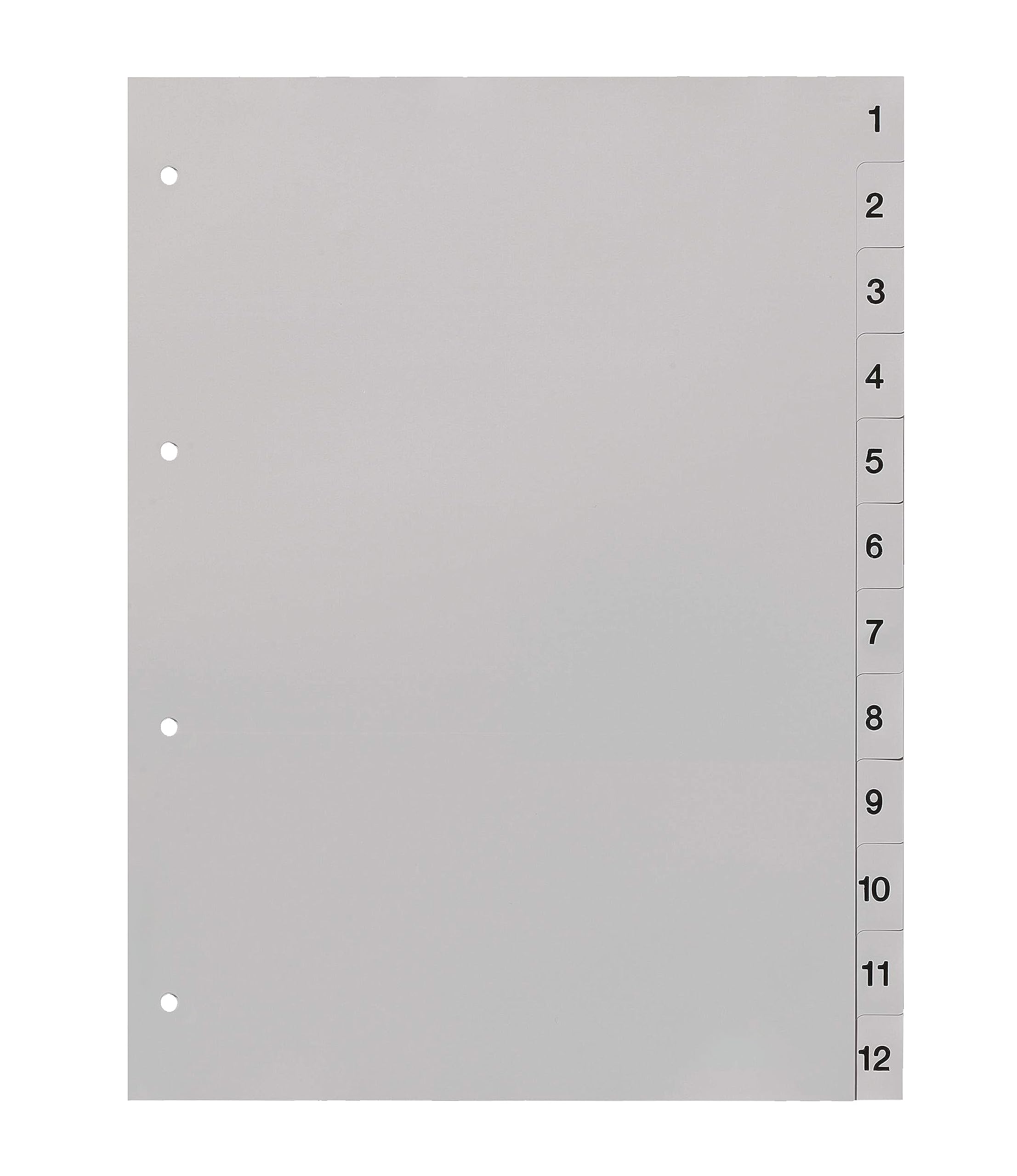 Ordnerregister 1-12, neutral, ohne Deckblatt, strapazierfähiges ...