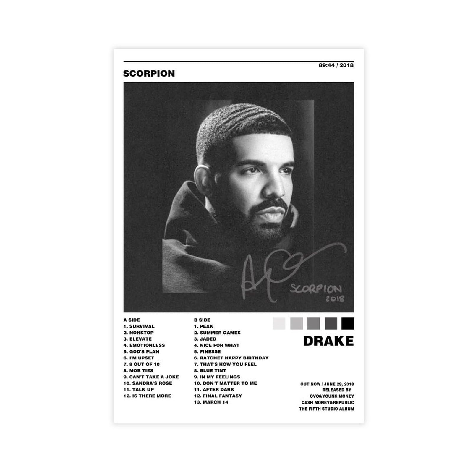 Amazon.com: augcol Drake Album Poster Scorpion Music Rapper Canvas ...