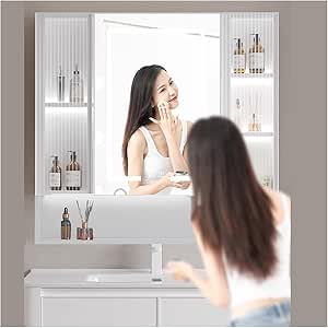 Amazon.com: QWEASDF Lighted Medicine Cabinet with Mirror, Led Medicine Cabinet Mirror, Space ...