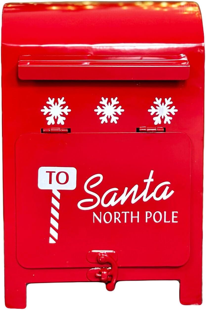 Christmas Post Box 15x23cm To Santa North Pole Red Metal Xmas Cards ...