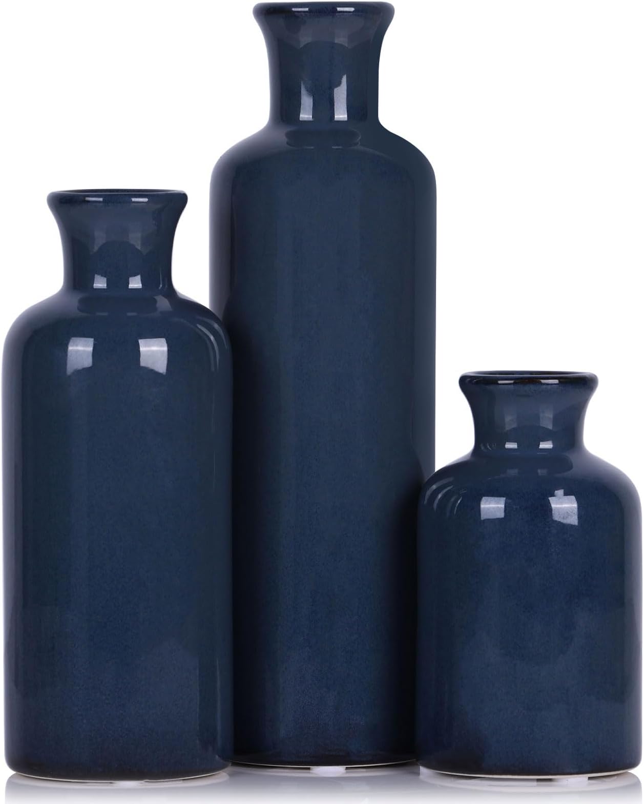 Amazon.com: Blue Ceramic Vases Set - 3 Blue Small Vase, Farmhouse ...