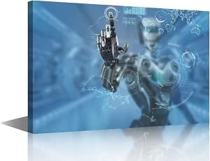 Amazon.com: Futuristic Robot Framed 1 Pieces Wall Art Decorations Robot ...