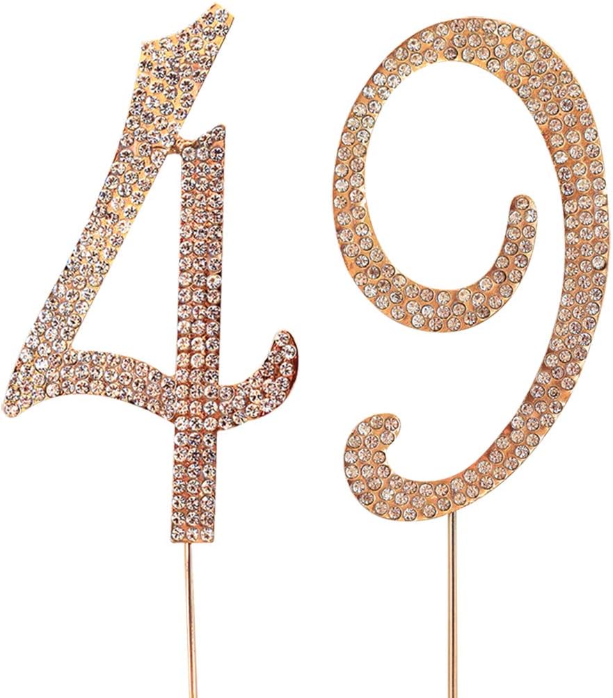 Amazon.com: MAGJUCHE Gold 49" Crystal Cake Topper, Number 49 ...