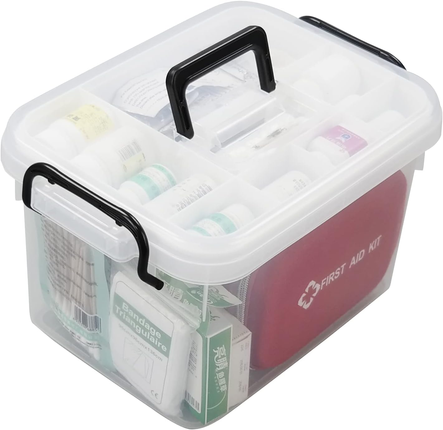 Buyitt Small Plastic First-aid Box, Medicine Storage Box with Insert ...