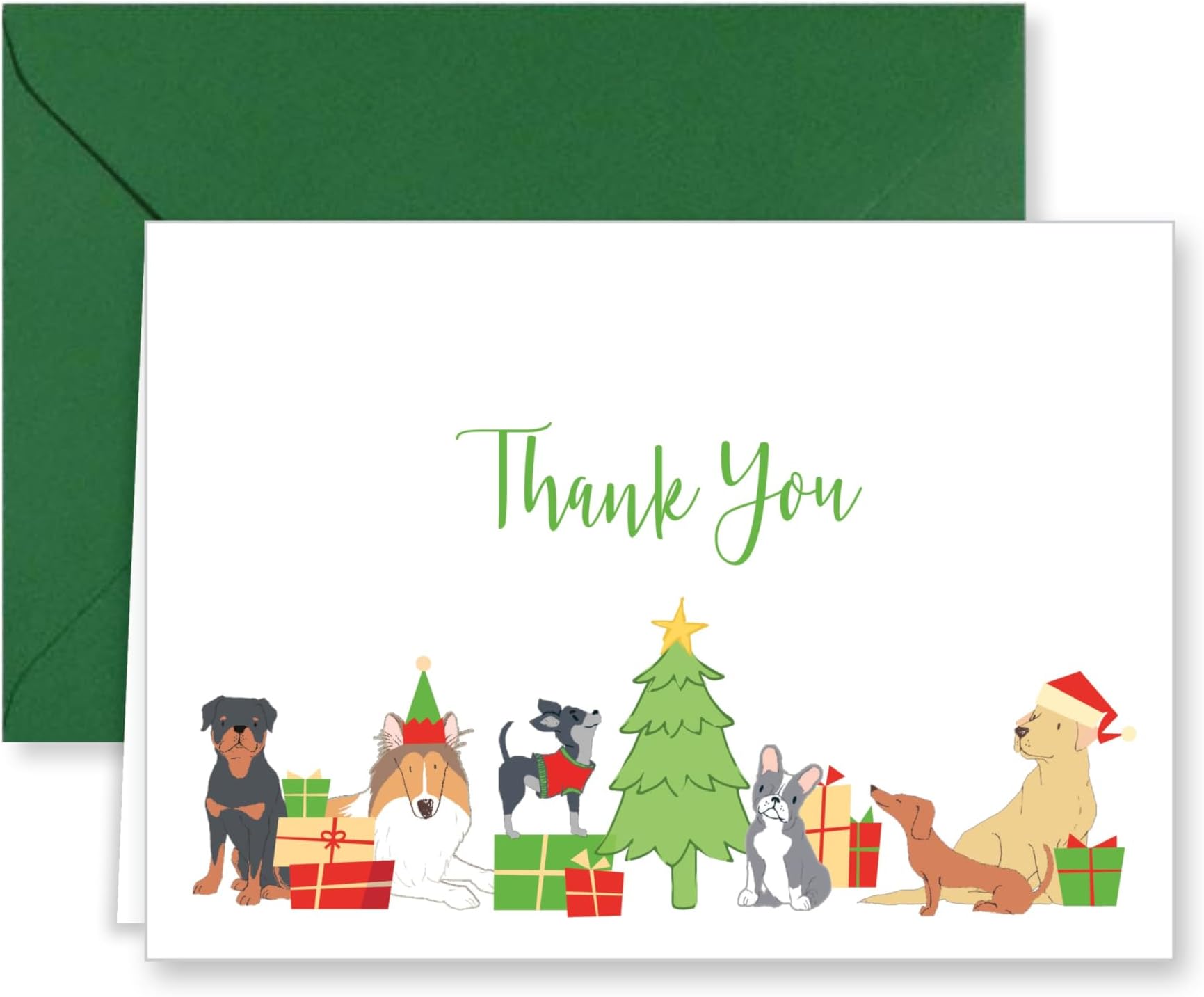 Amazon.com : Paper Frenzy Christmas Dog and Puppy Holiday Thank You ...