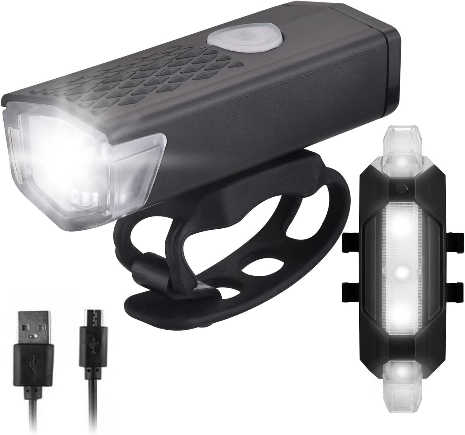 Amazon.com: MengK Bike Lights Set USB Rechargeable Bicycle Headlight ...