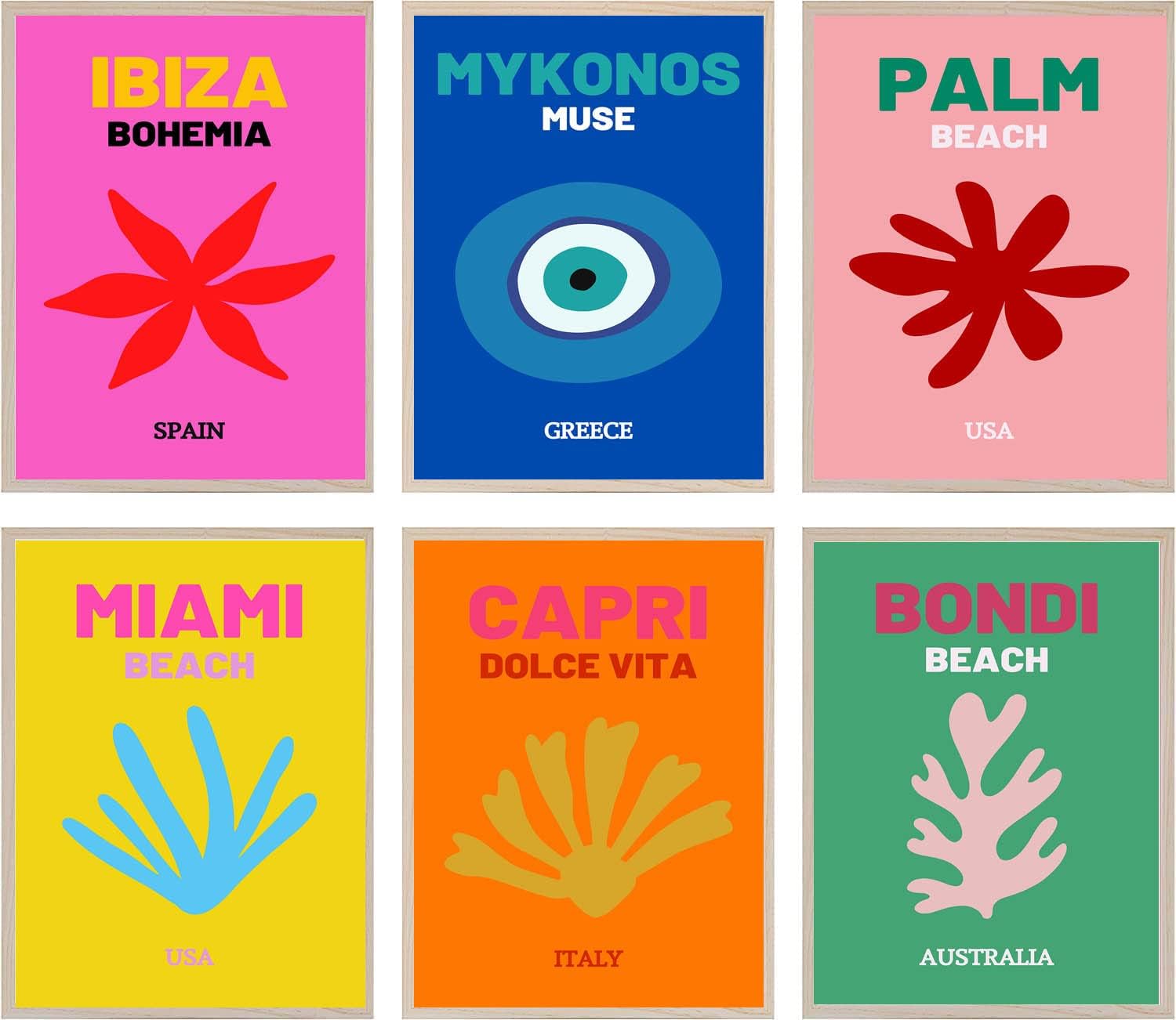 Amazon.com: 6 Pcs Travel Posters, Preppy Pictures, Preppy Wall Decor ...