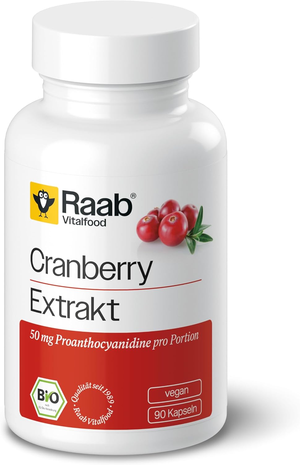 Raab Vitalfood Bio Cranberry Extrakt Kapseln, 90 Stück, ohne ...