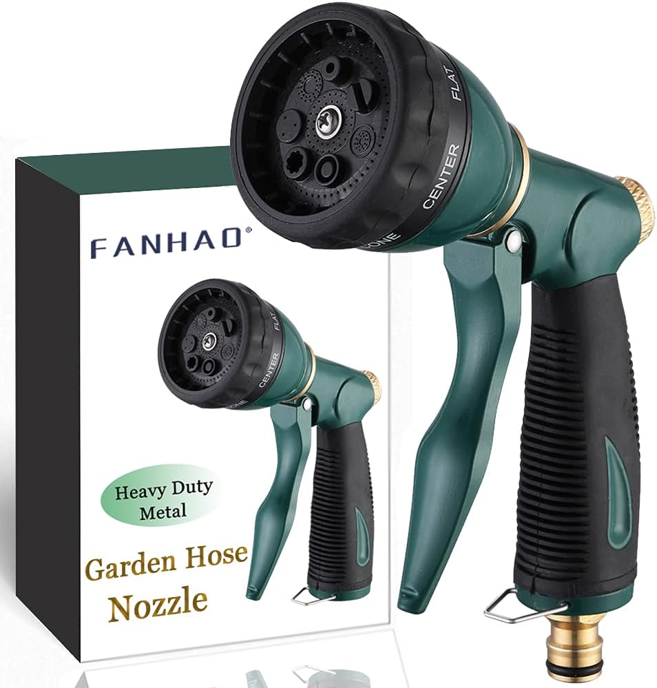 FANHAO Garden Hose Spray Gun with 7 Patterns, 100% Heavy Duty Metal ...