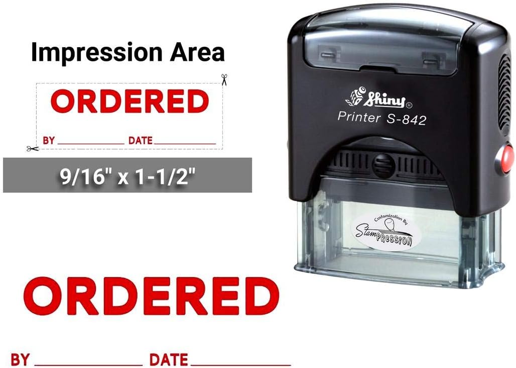 Amazon.com : Ordered Color- Red Shiny S-842 Self-Inking Clear Print ...