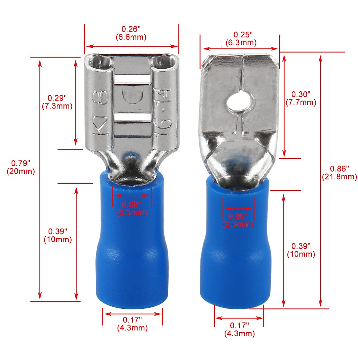 Snapklik.com : Baomain 1/4" Female & Male Spade Connectors 16-14 AWG ...