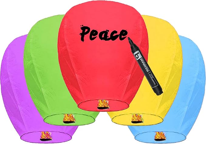 5 Packs Chinese Lantern Multi-Colour, Floating Sky Lanterns ...
