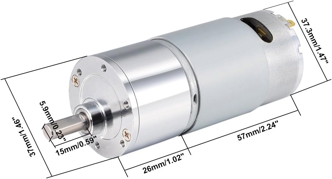 Uxcell 12V DC 300 RPM Gear Motor High Torque Reduction Gearbox ...