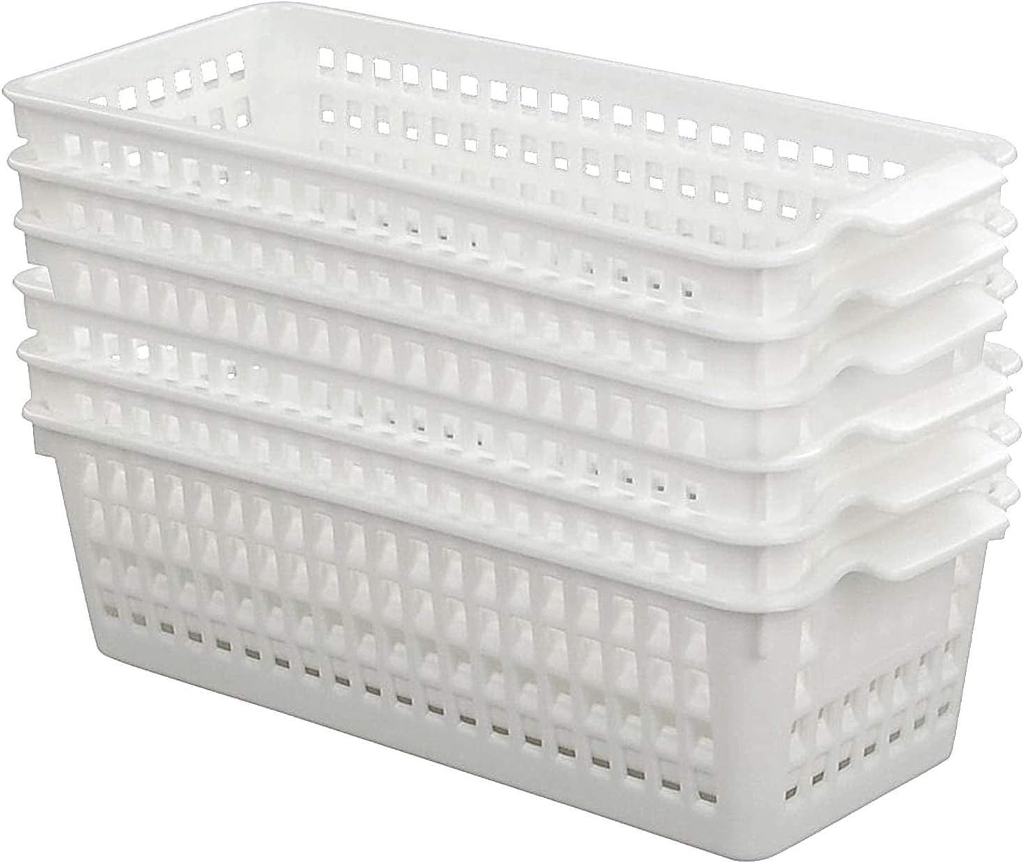 KIKINIKO Small Plastic Storage Baskets Set of 6, White - Kitchen ...