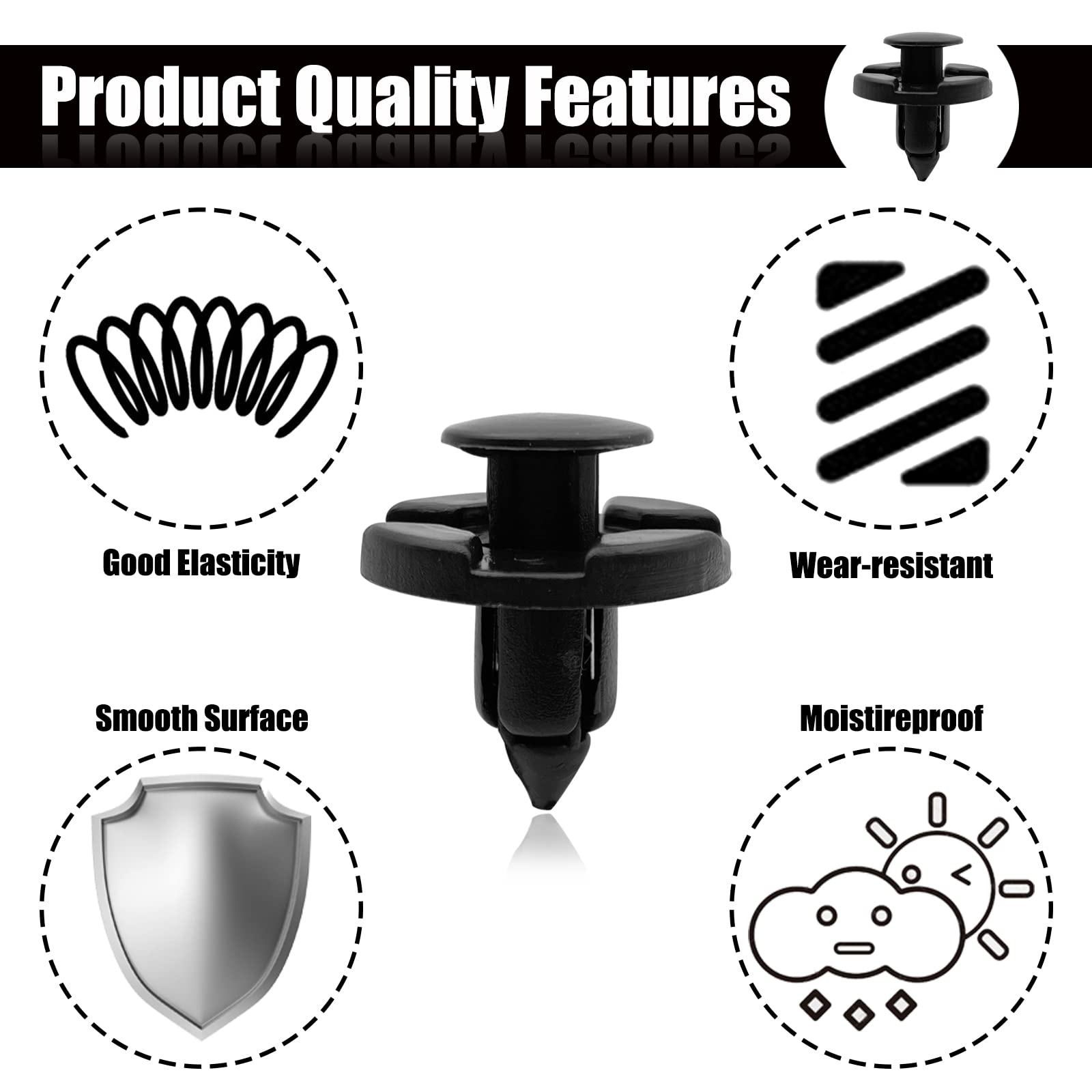 Snapklik.com : 20Pcs 8mm Hole Fender Push Type Retainer Clips Compatible