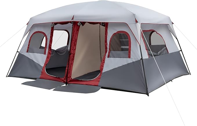 Amazon.com : 10 Person Family Cabin Tent - 2 Room Large Camping Tent ...