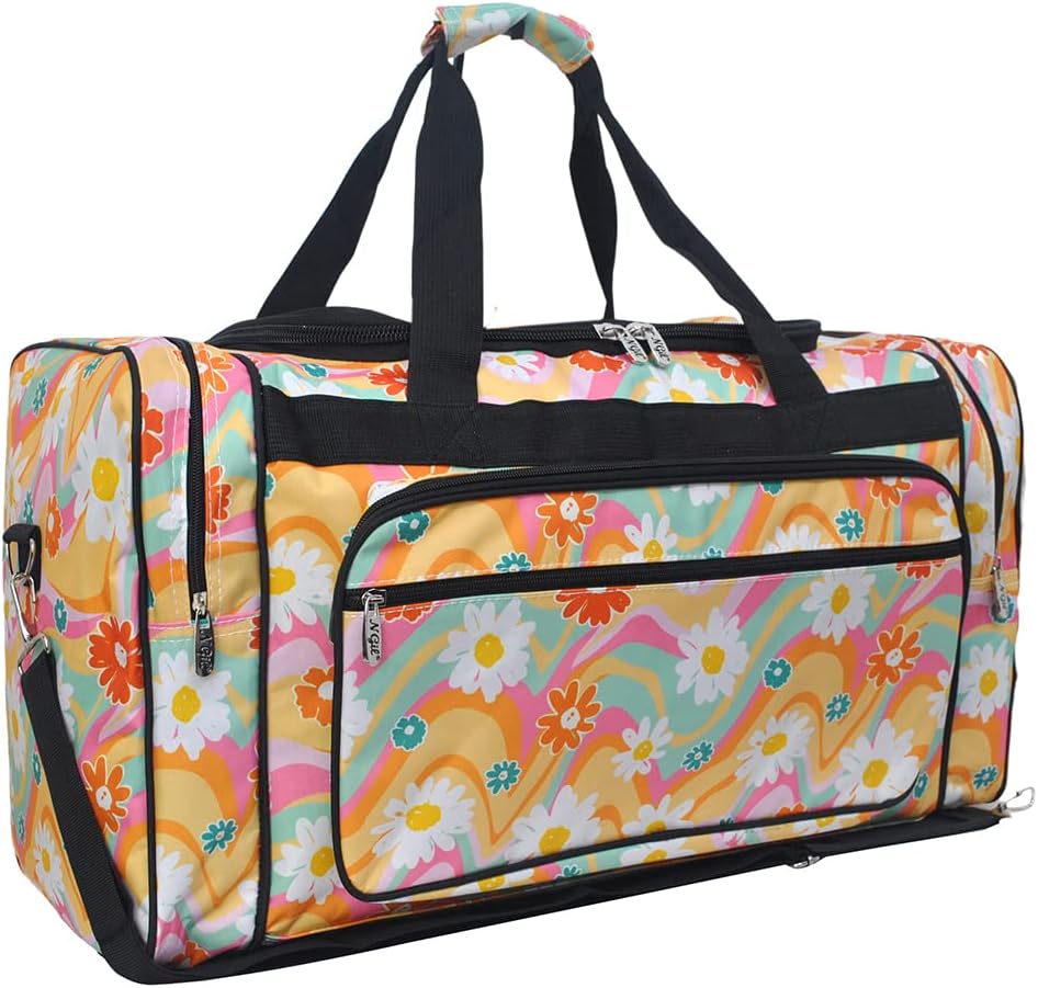 Amazon.com | NGIL Canvas 23" inch Duffle Bag (Groovy Flower-Black ...
