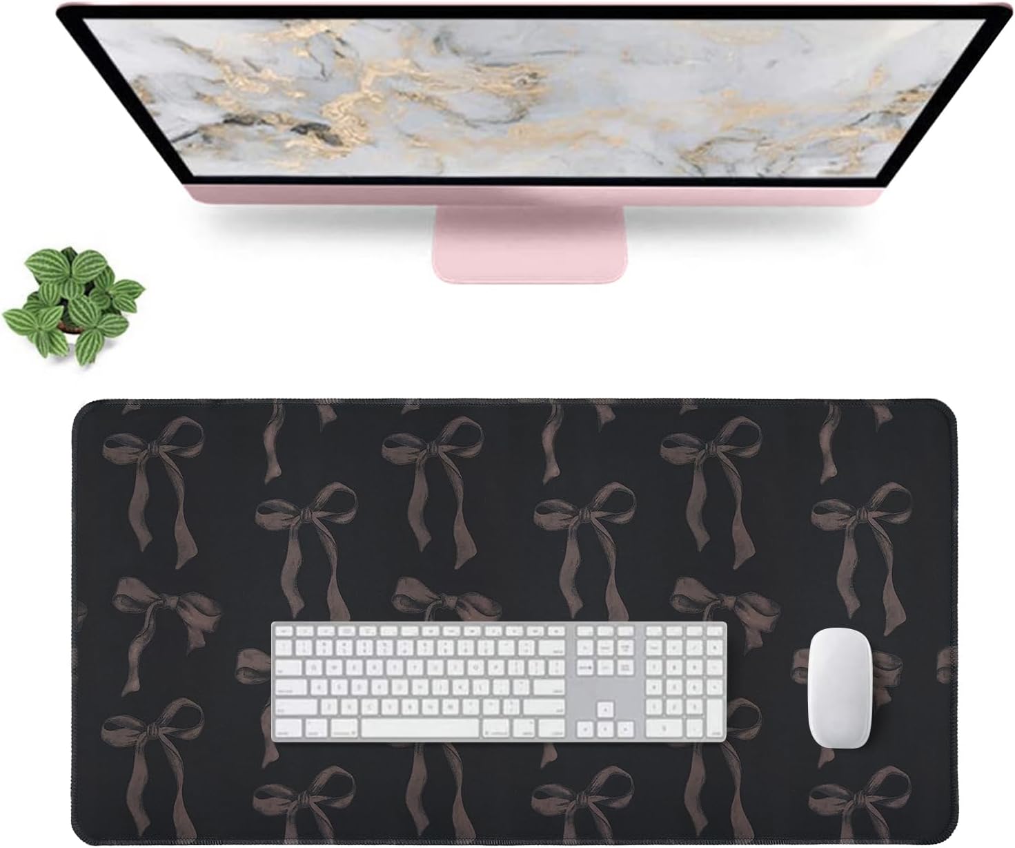 Amazon.com : Black Bow Mouse Pad, Cute Bow Desk Mat Black Computer Mat ...