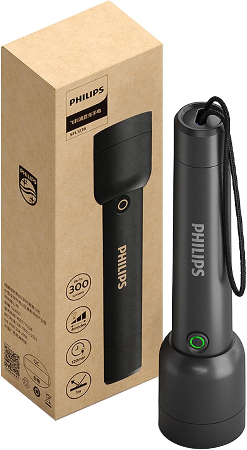PHILIPS SFL1168 Linterna LED Recargable, 10W Linterna con Zoom Súper ...