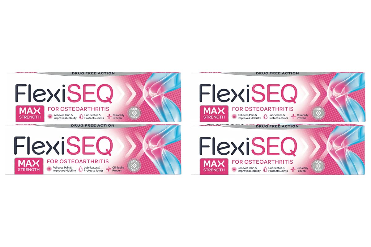 Buy 50g FlexiSEQ Max Strength Pack of 4, Pain Gel, Topical Gel 50g for ...