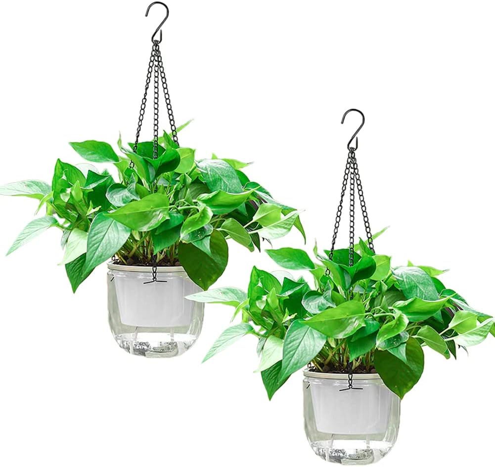 Amazon.com: INSTITIZER 2 Pack Self Watering Hanging Planters,Hanging ...
