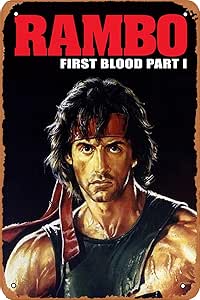 Amazon.com: Rambo First Blood Poster,Vintage Metal Tin Sign Wall Plaque ...