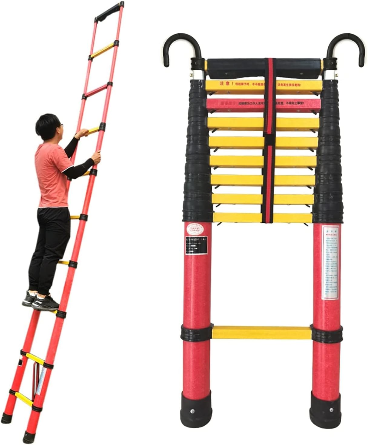 Fiberglass Retractable Ladder Non Conductive, Foldable Telescopic ...