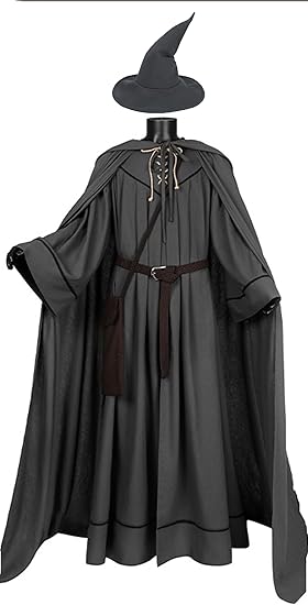 Amazon.com: Fowpscuy Gandalf Costume Lord Rings Wizard Costume Robe ...