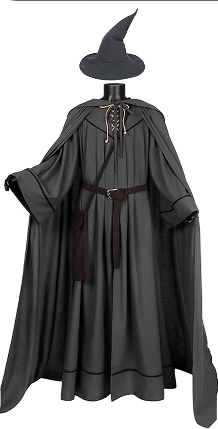 Amazon.com: Fowpscuy Gandalf Costume Lord Rings Wizard Costume Robe ...