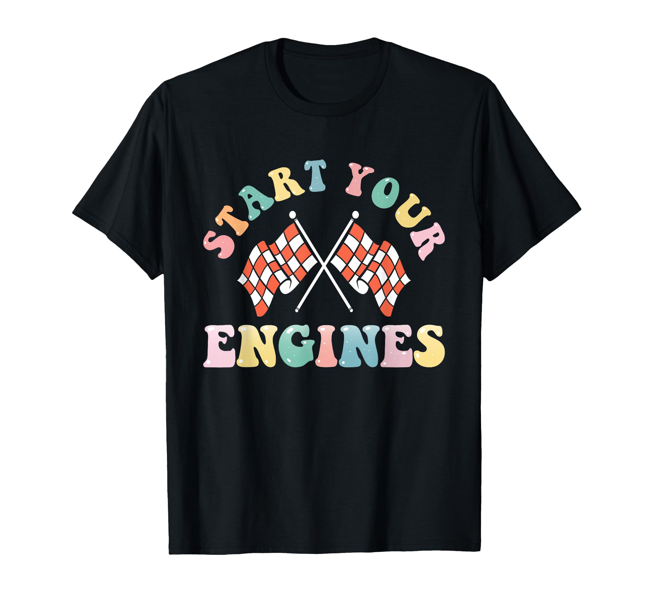 Amazon.com: Start Your Engines Retro Groovy Checkered Flag Race Car ...