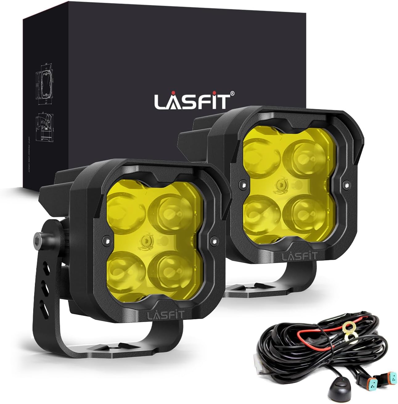 Amazon.com: LASFIT Yellow LED Pods kit, LED Fog Lights TIR Optics 3 ...