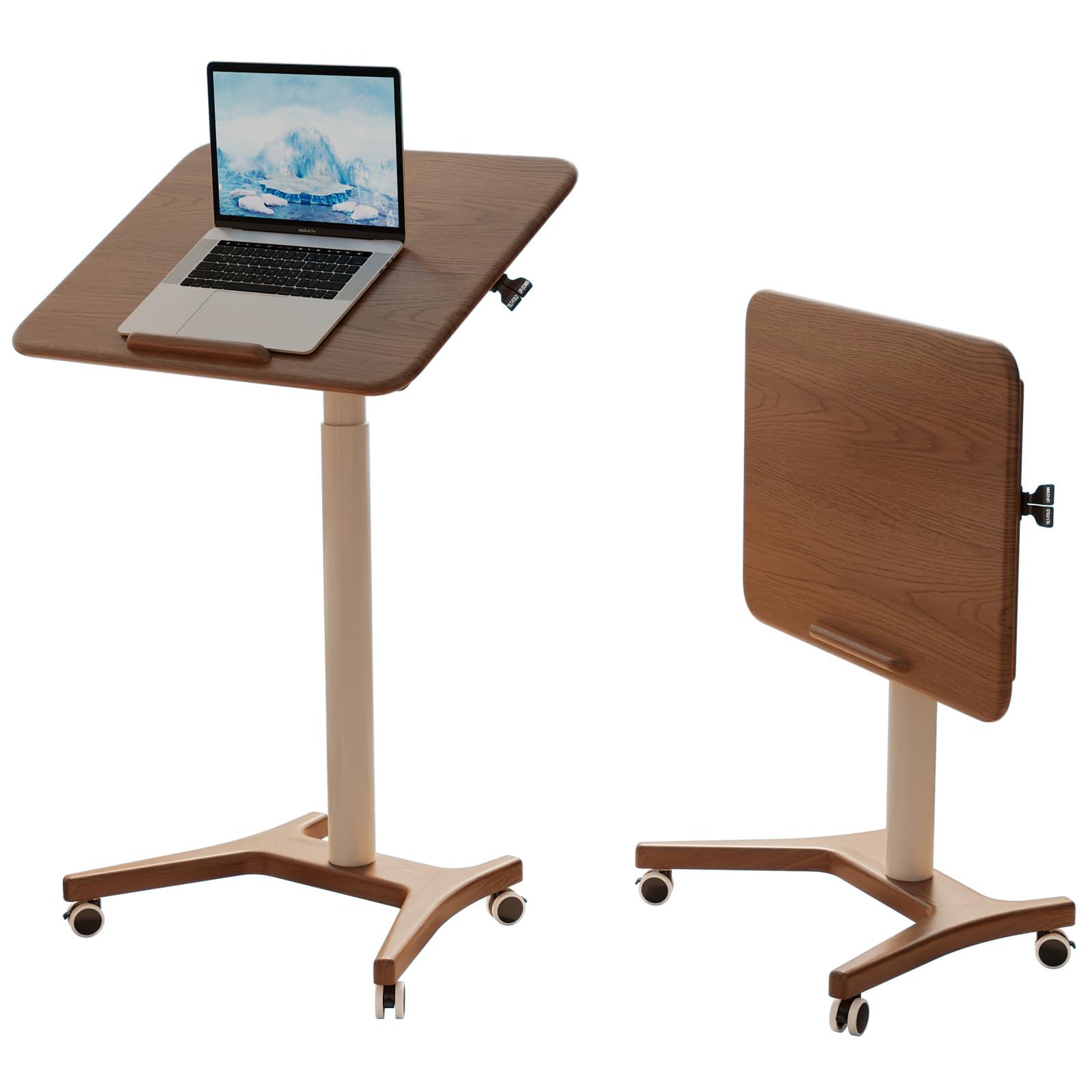Amazon.com: KASLANDI Rolling Standing Desk,Rolling Desk Adjustable ...