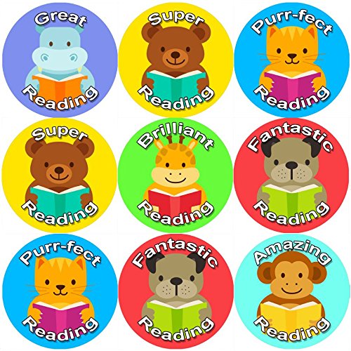 144 Reading Animals 30 mm Reward Stickers for School Teachers, Parents ...
