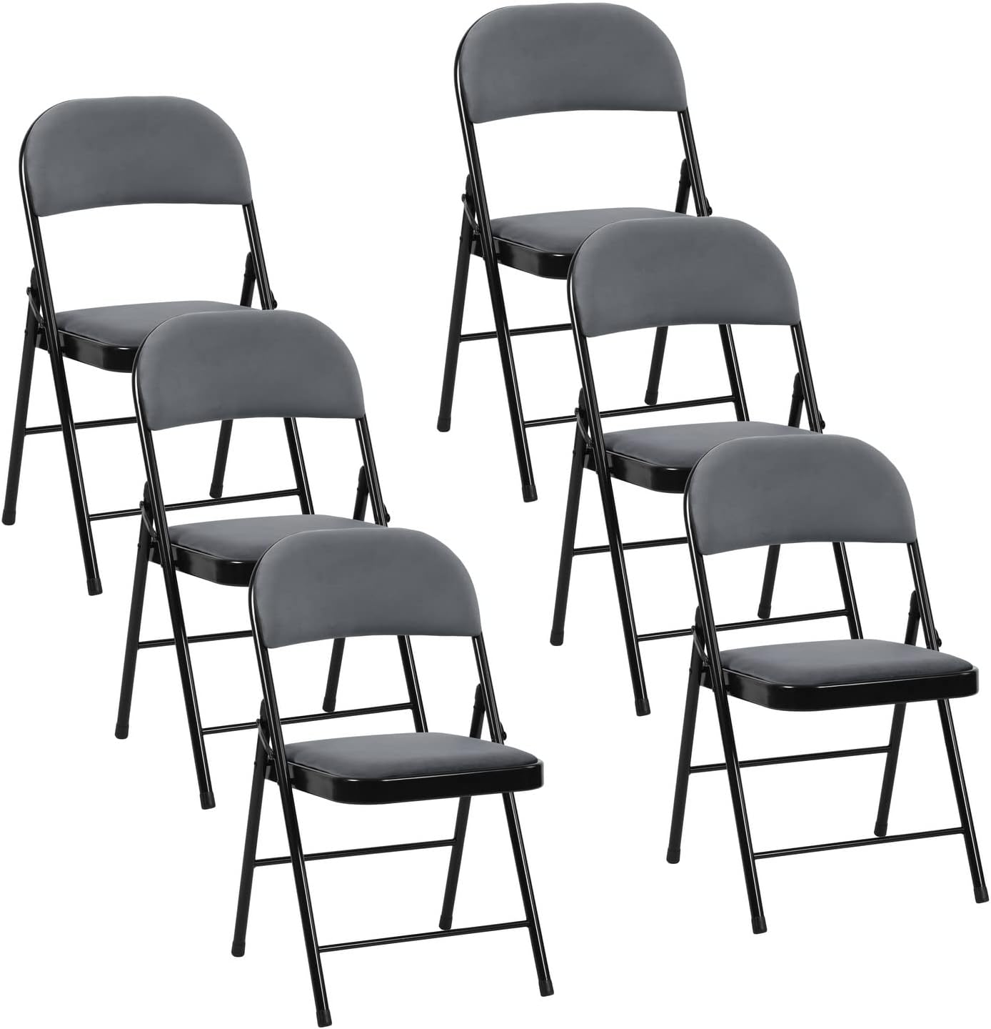 Amazon.com: FurnitureR Portable Folding Chairs Set of 6, No Assembly ...