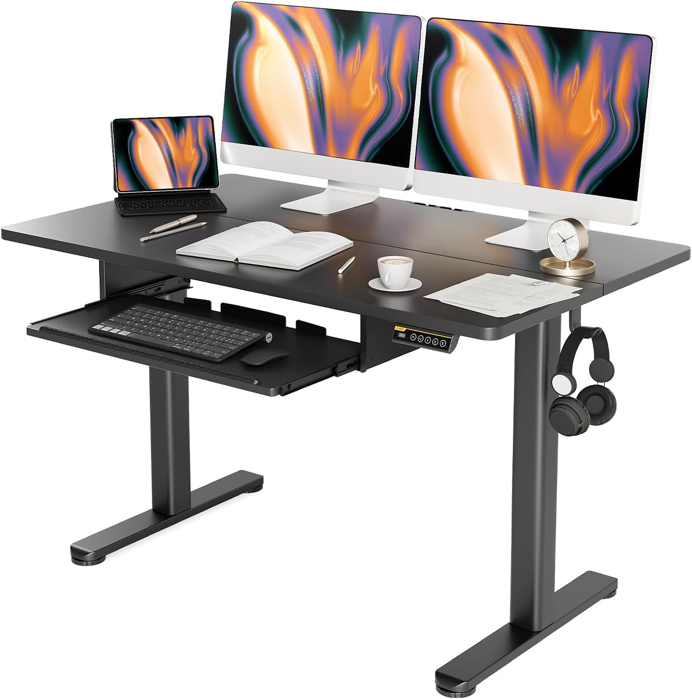 Amazon.com: Monoprice Recording Desk with Raised Platform and Keyboard ...