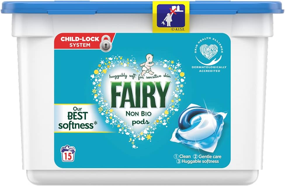 Fairy Non Bio Washing Liquid Laundry Detergent, 15 Pods, 15 Count (Pack ...