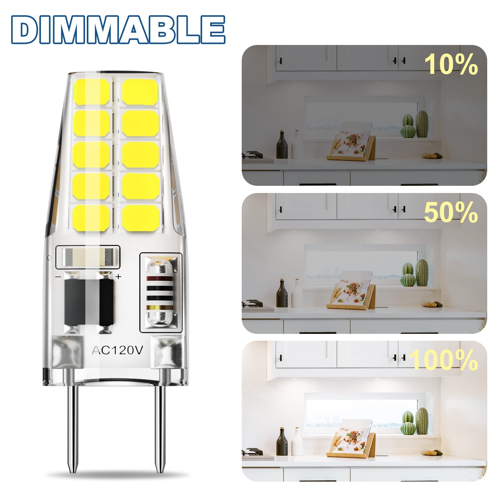 SHINESTAR 12-Pack G8 Led Bulb Dimmable, 120V T4 Bulb 20w, Daylight ...