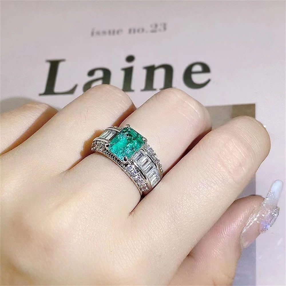 Amazon.com: 925 Sterling Silver Shiny Full Diamond Ring Square Cut 3Ct ...