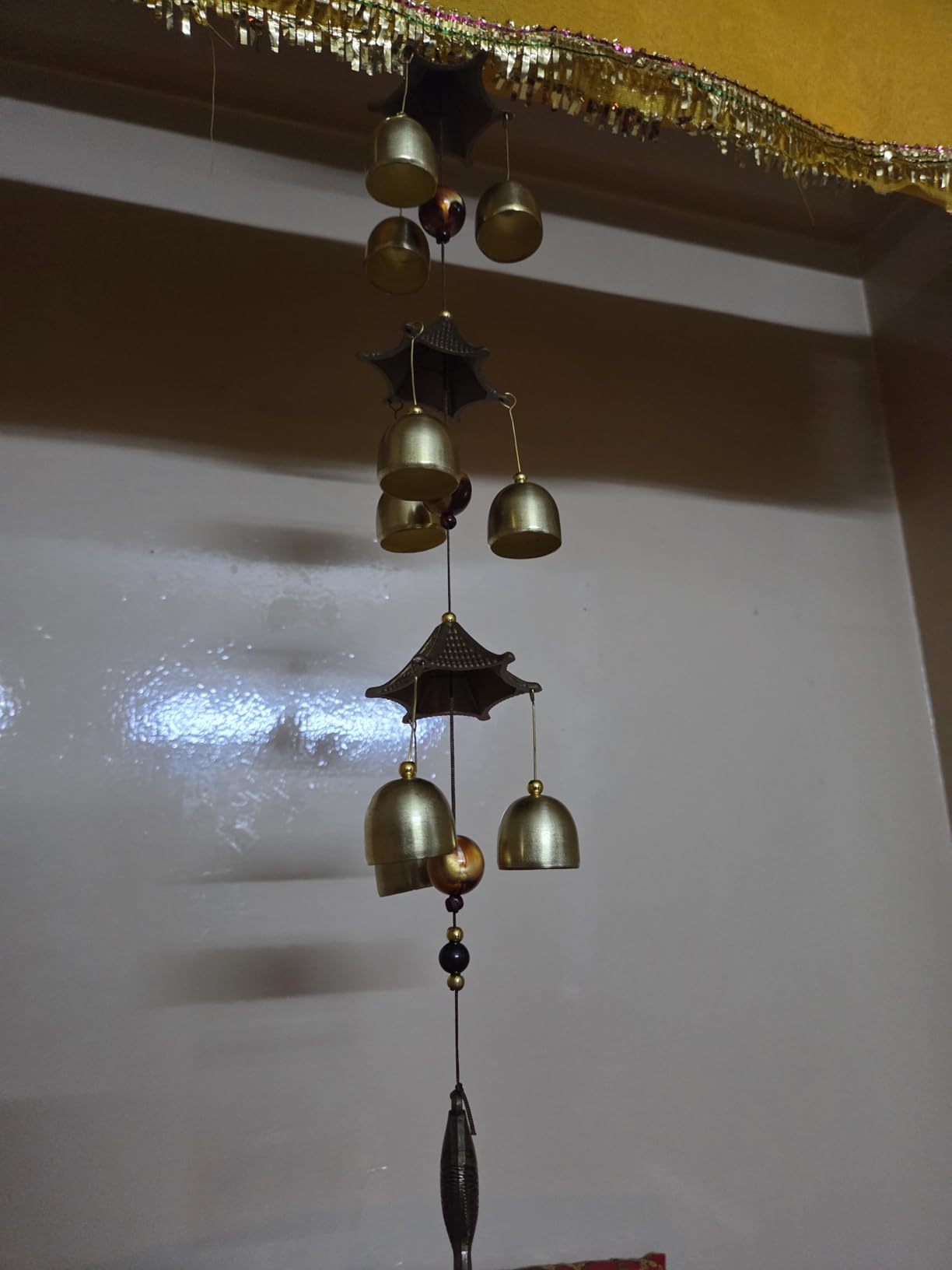 Gupta Fancy Store Wind Chime for Home or Balcony, 9 Bells, Gold Tone ...