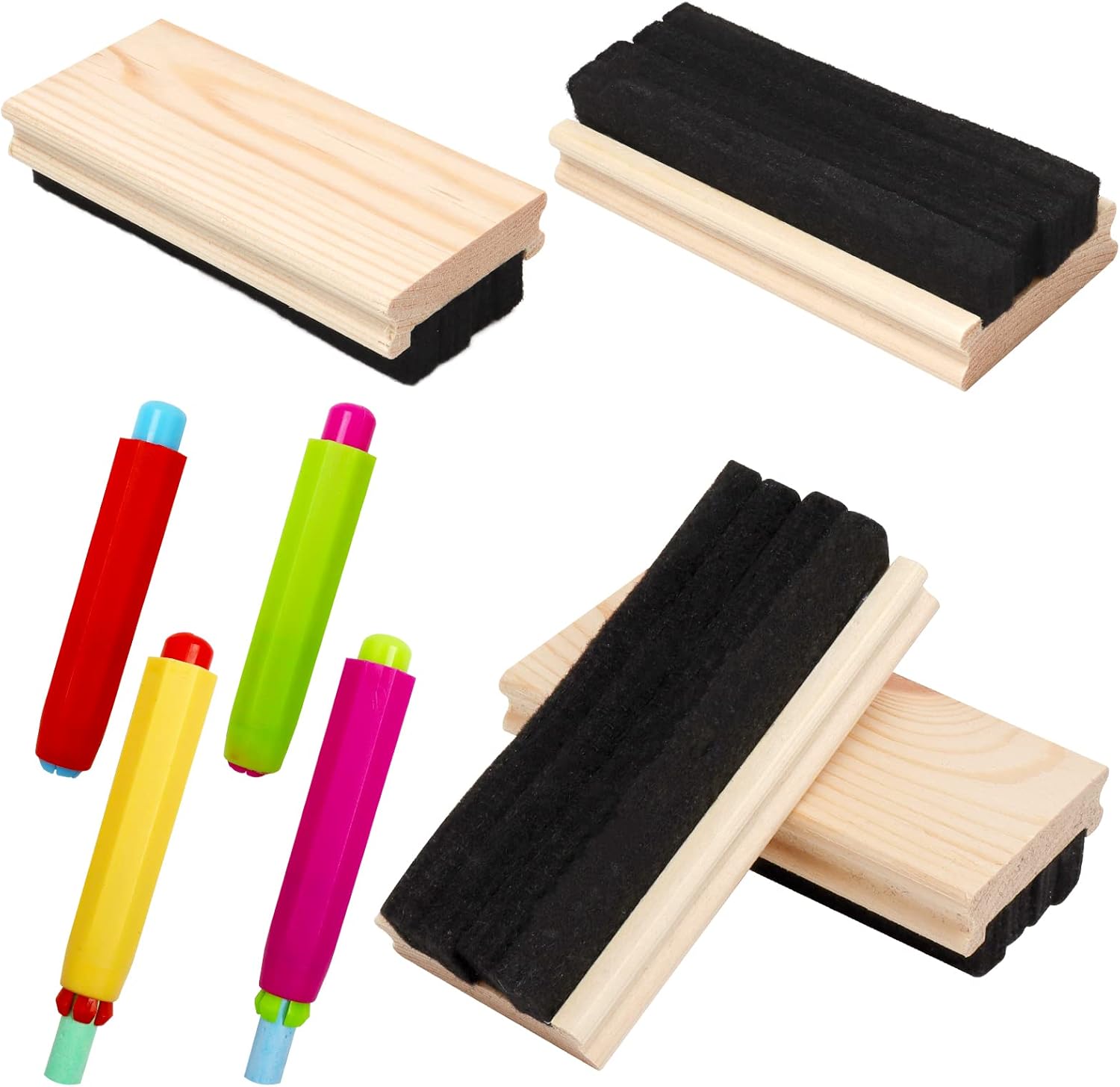 Amazon.com : gsnma 4 Pack Wood Chalk Eraser Wool Felt Blackboard Eraser ...