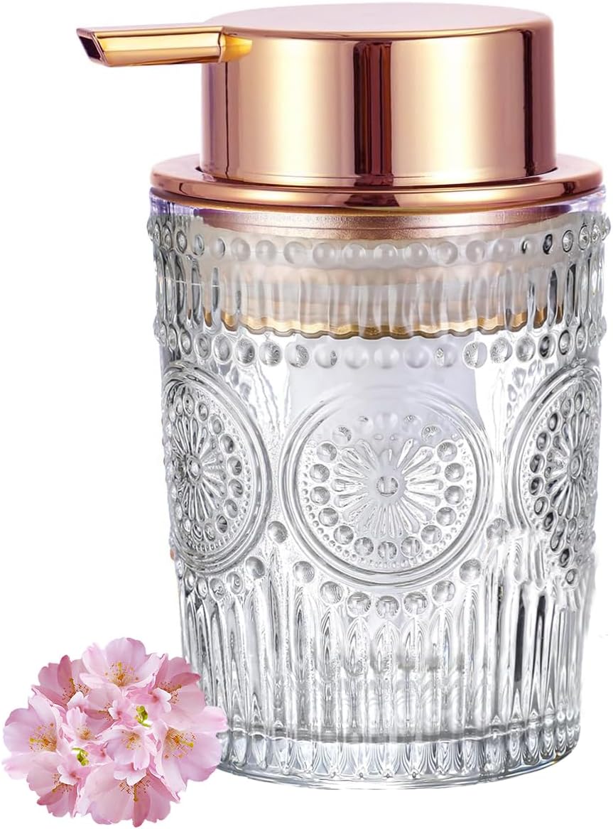 Amazon.com: Glass Soap Dispensers with Red Copper Pump Head, Large ...
