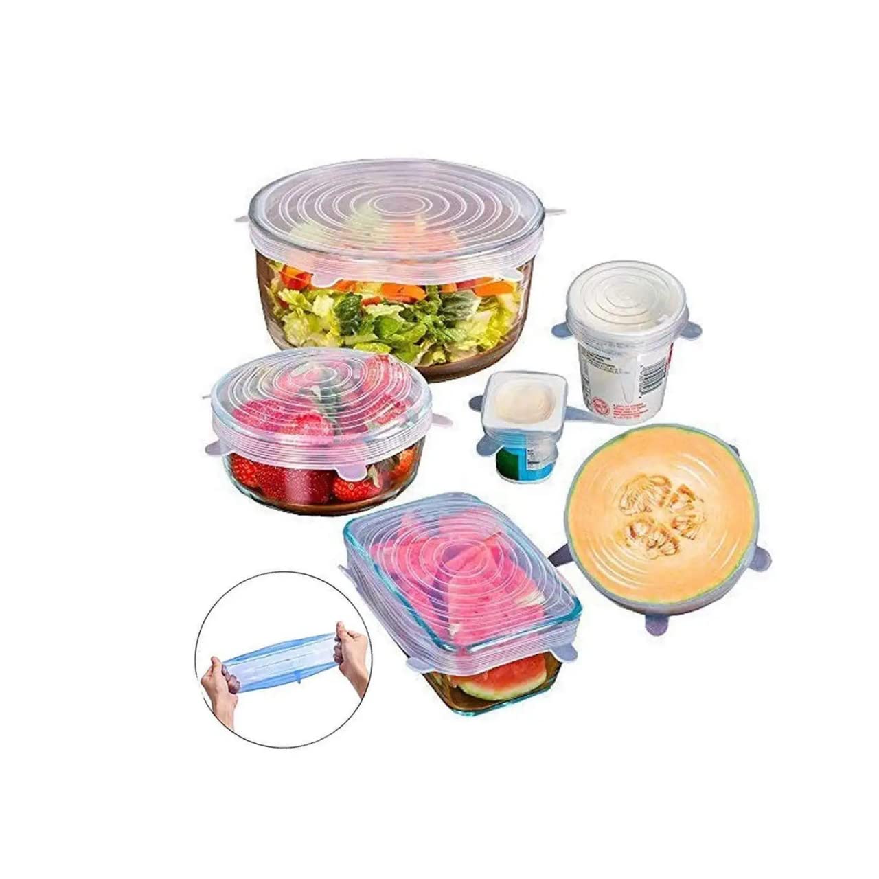 Buy Silicon Stretch Lids Flexible Covers for Rectangle Round Square ...