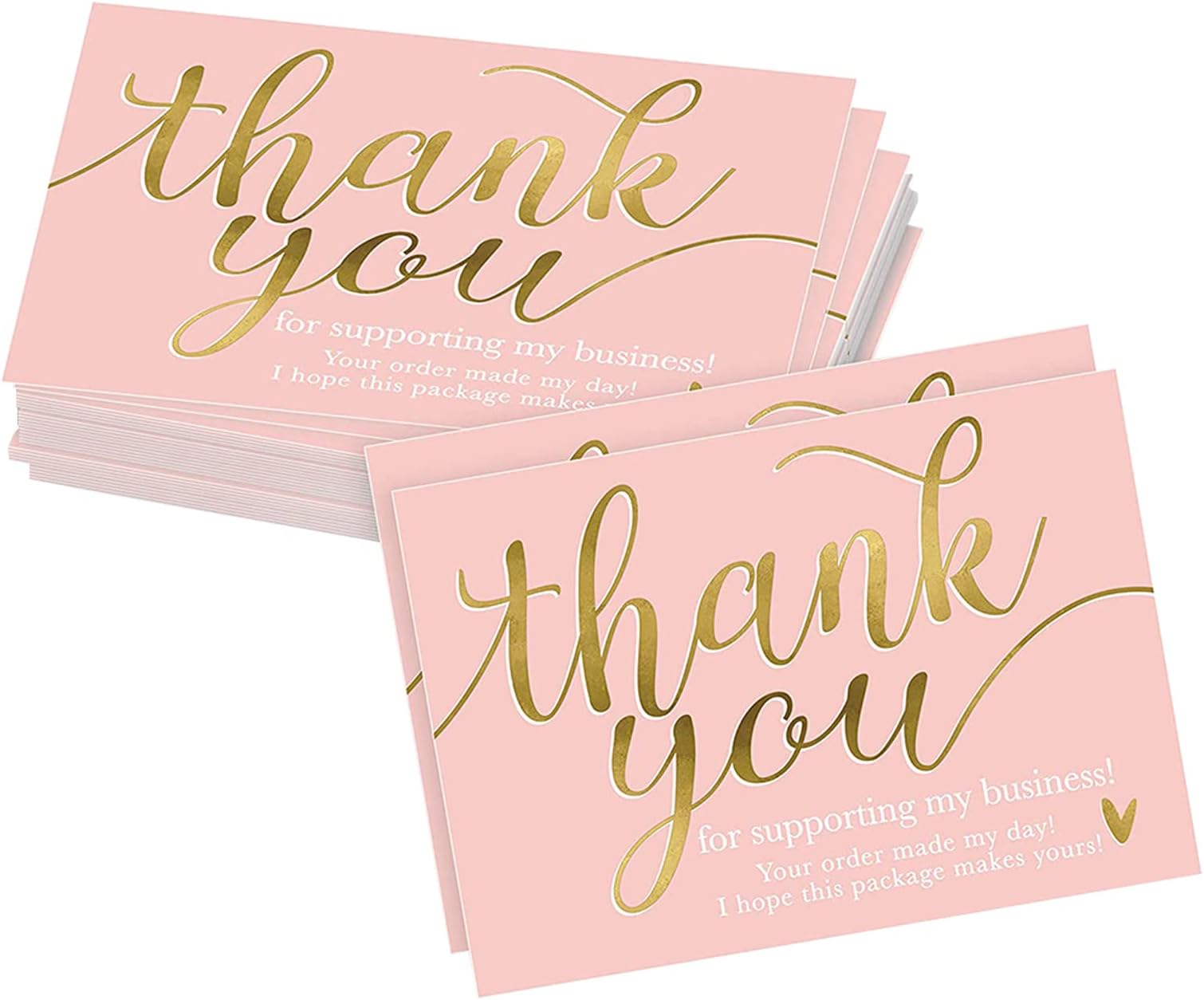 Gooji 100 Pack 4 x 6 Gold Foil Pink Watercolor Thank You for Your Order ...