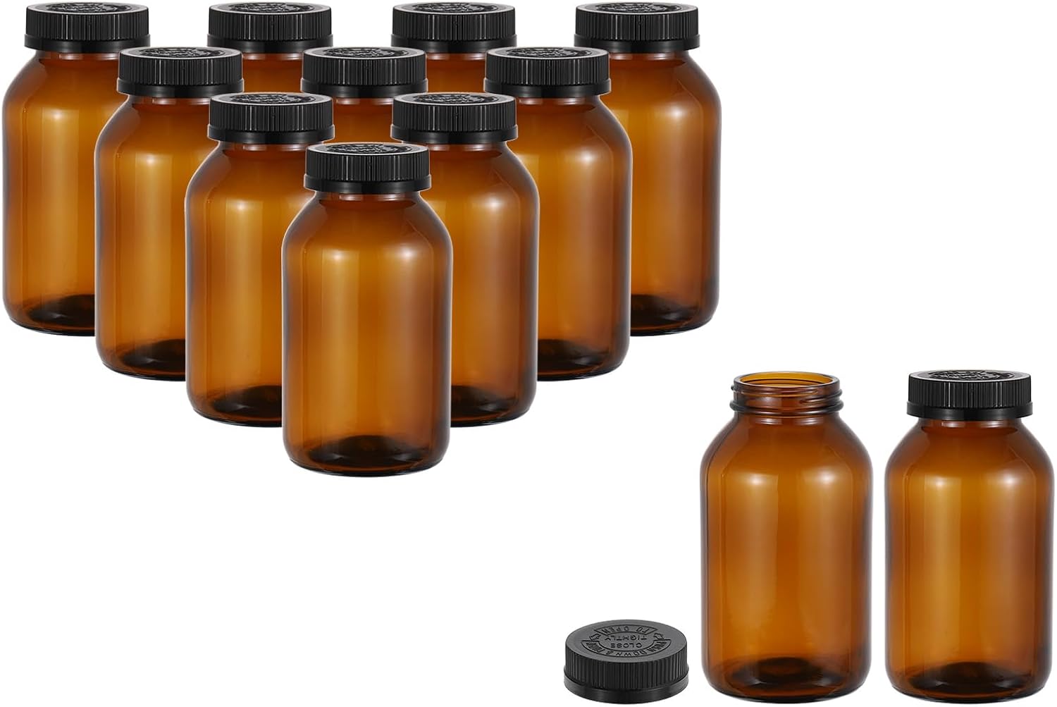 Amazon.com: PATIKIL 17oz/500ml Glass Packer Bottles, 12Pcs Round Wide ...