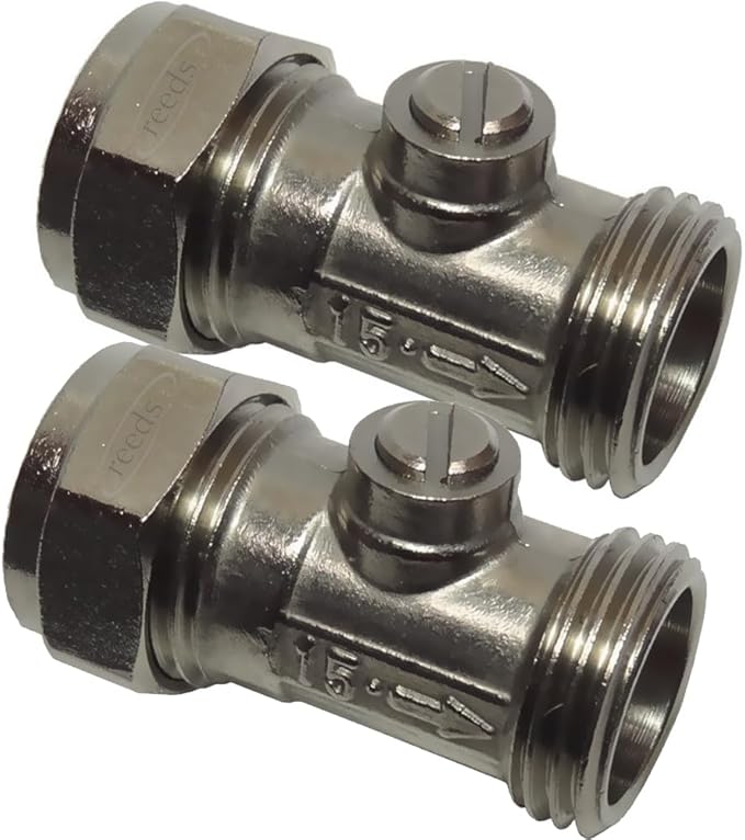 2X Reeds 15mm X 1/2inch Male Iron Flat Faced Isolating Valve for Tap ...