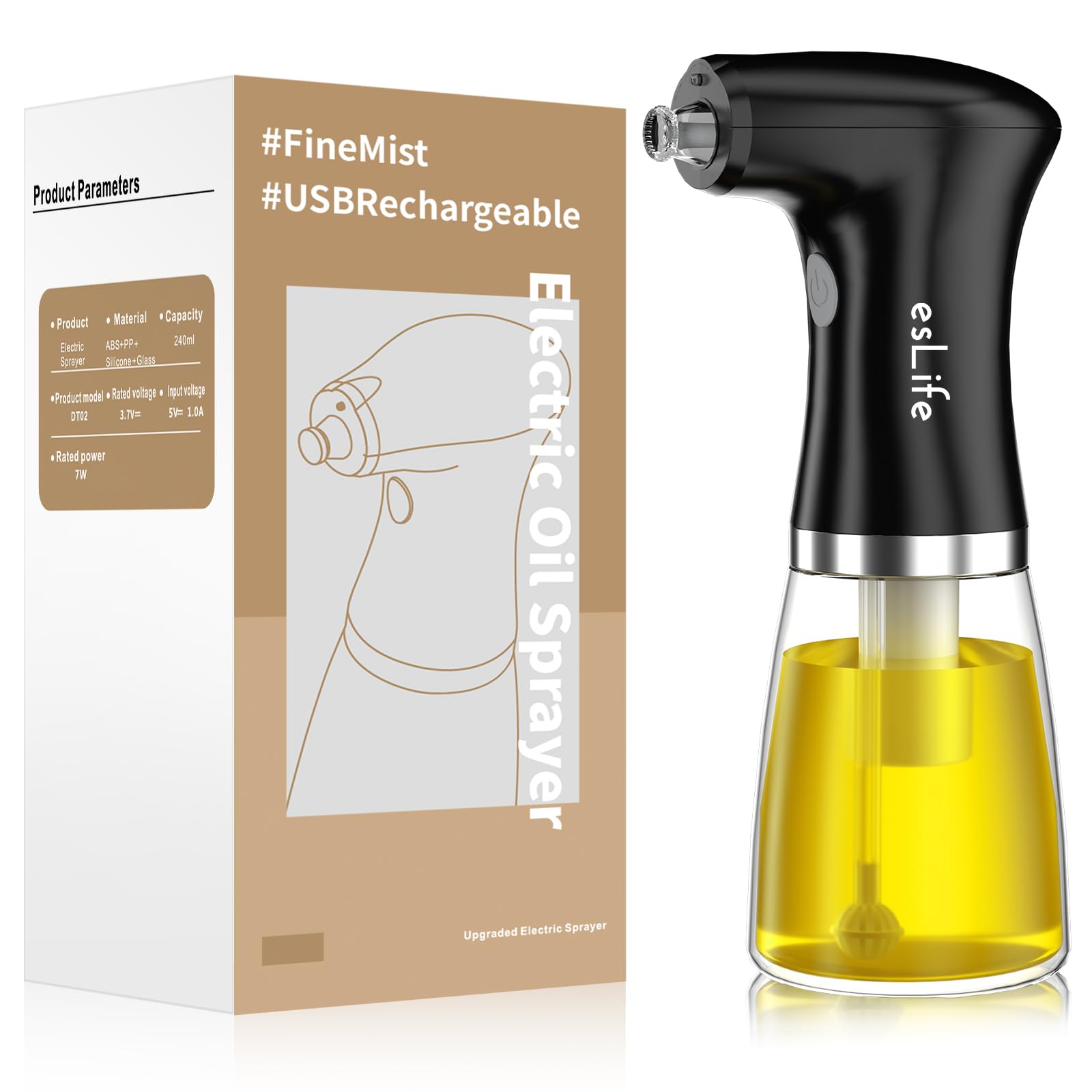 Amazon.com: esLife Electric Oil Sprayer for Cooking, 8oz USB ...